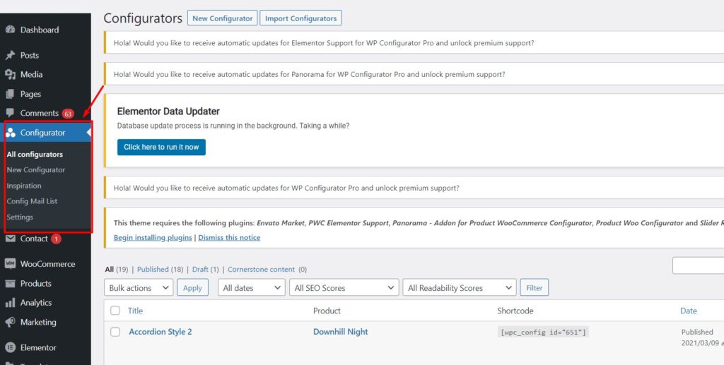 Control Panel - documentation.wpconfigurator.com